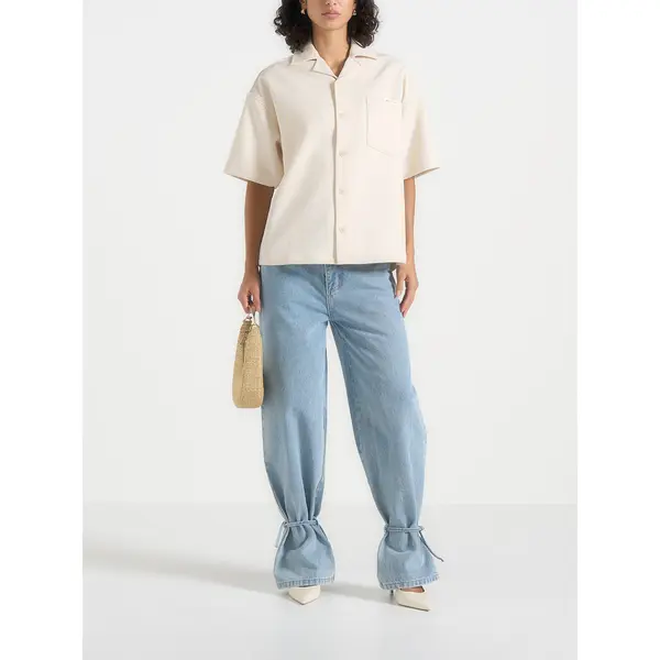 Manière De Voir Signature Twill Boxy Shirt - Cream
