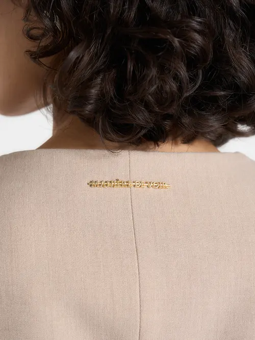 Manière De Voir Sierra Double Breasted Belted Blazer Dress - Beige