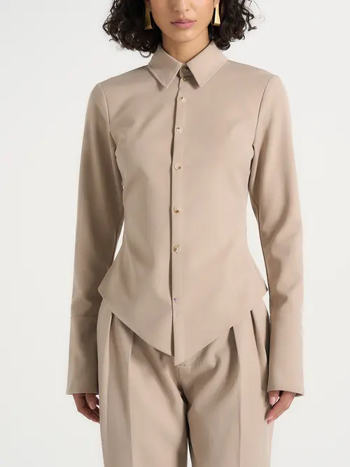 Manière De Voir Maniere De Voir Tailored Fitted Shirt With Pointed Hem