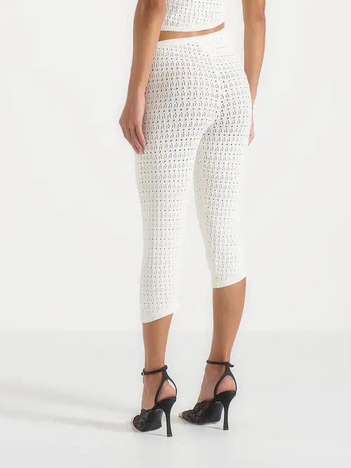 Manière De Voir Aimee Pointelle Asymmetric Capri Leggings - Cream