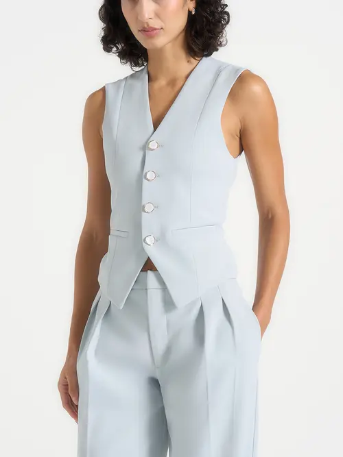 Manière De Voir Tailored Cinched Waistcoat - Light Blue