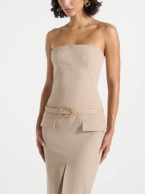 Manière De Voir Maniere De Voir Tabitha Tailored Bandeau Belted Maxi Dress