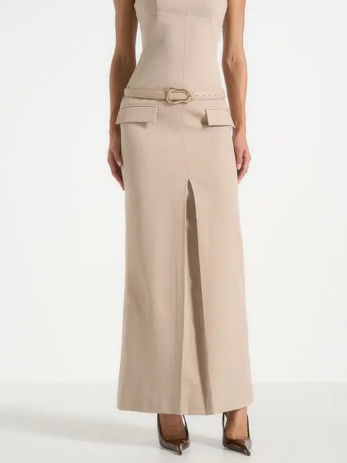 Manière De Voir Maniere De Voir Tabitha Tailored Bandeau Belted Maxi Dress