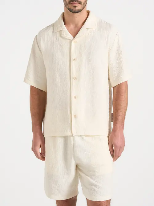 Manière De Voir Harley Textured Revere Shirt - Cream