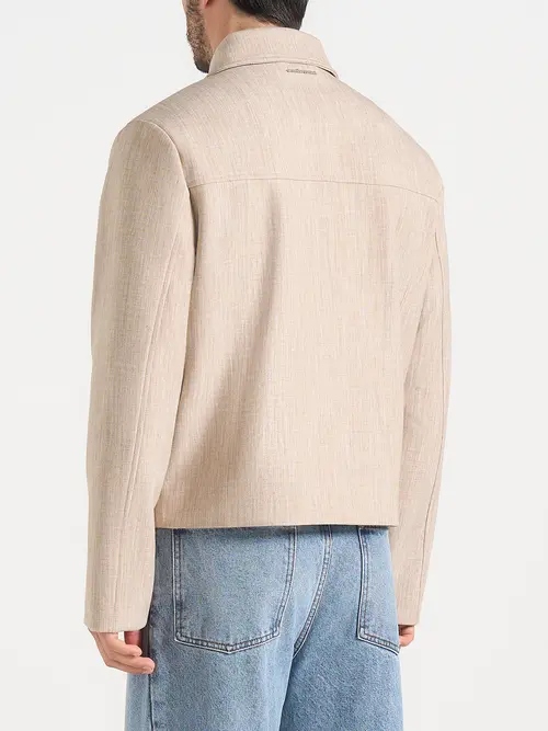 Manière De Voir Amir Boxy Hatched Harrington Jacket