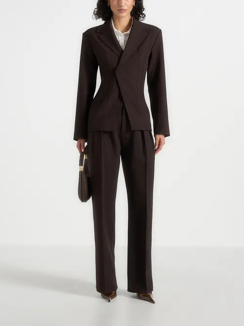 Manière De Voir Beatrice Tailored Cinched Blazer - Dark Brown