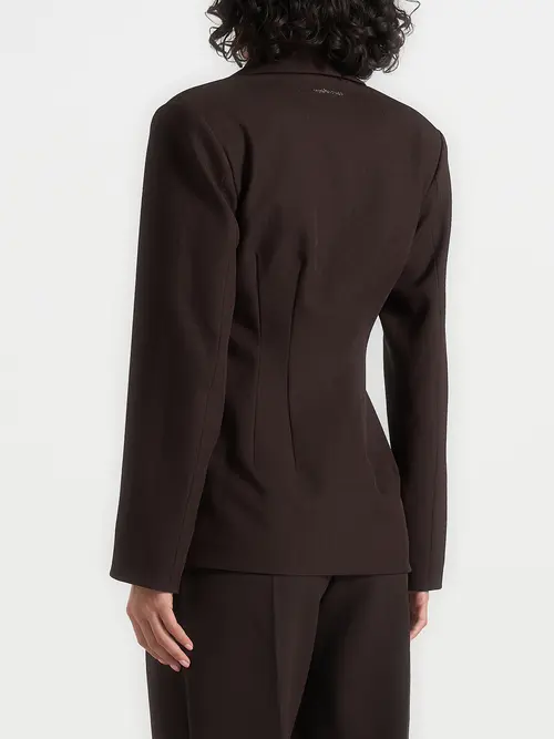 Manière De Voir Beatrice Tailored Cinched Blazer - Dark Brown