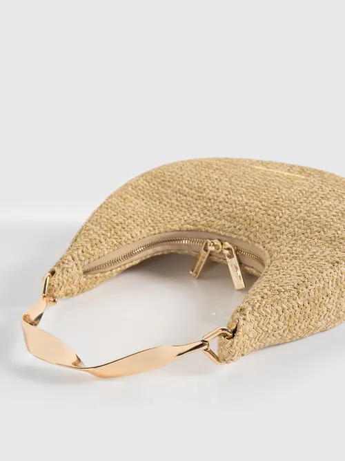 Manière De Voir Sadie Sculpted Raffia Crescent Bag