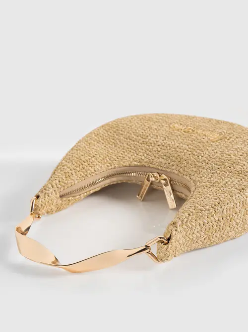 Manière De Voir Sadie Sculpted Raffia Crescent Bag