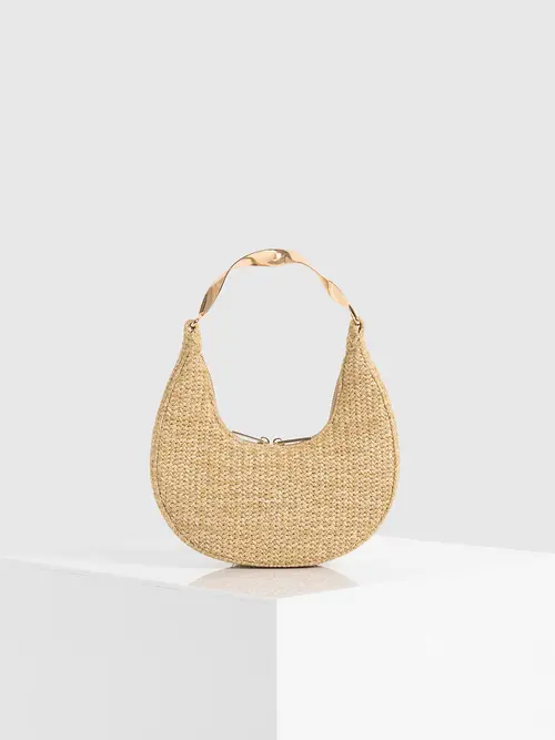 Manière De Voir Sadie Sculpted Raffia Crescent Bag