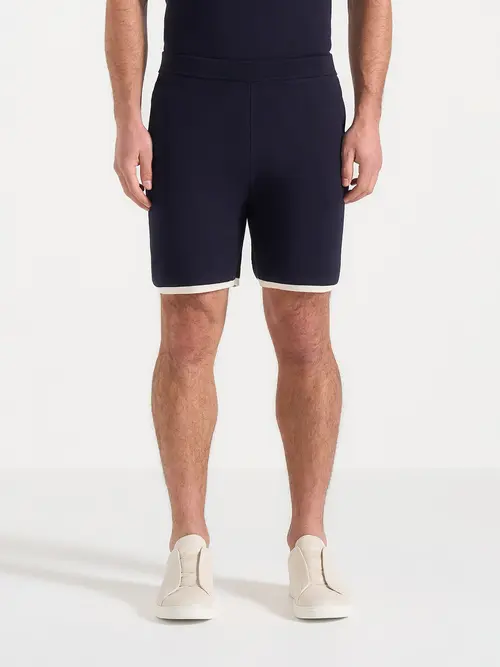 Manière De Voir Contrast Detail Knit Shorts - Navy