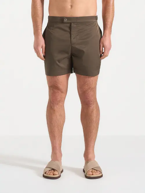 Manière De Voir Brian Polished Nylon Swim Shorts - Olive