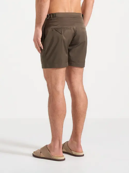 Manière De Voir Brian Polished Nylon Swim Shorts - Olive