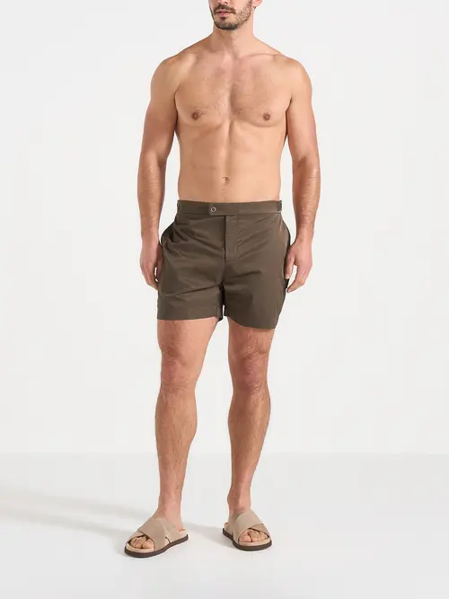 Manière De Voir Brian Polished Nylon Swim Shorts - Olive