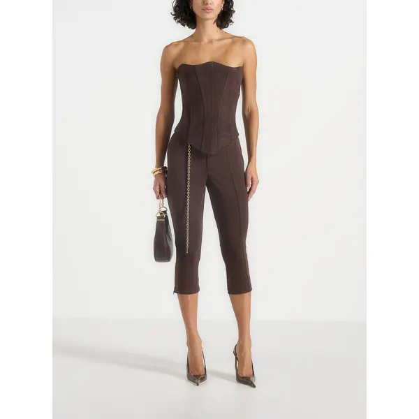 Manière De Voir Capri Leggings With Eiffel Detail - Brown