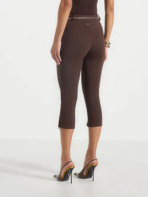 Manière De Voir Capri Leggings With Eiffel Detail - Brown