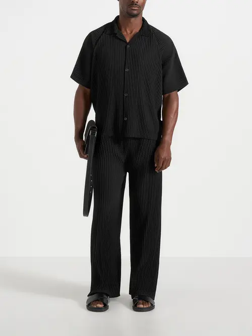 Manière De Voir Pleated Wide Leg Pants - Black
