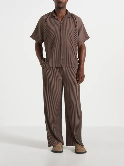 Manière De Voir Pleated Wide Leg Pants - Brown