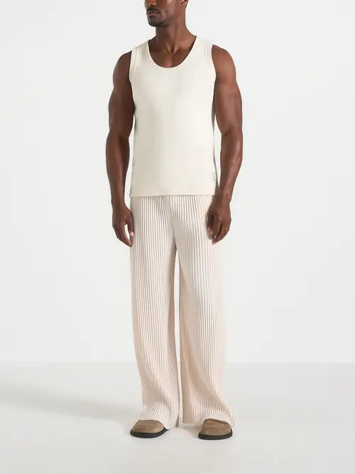 Manière De Voir Pleated Wide Leg Pants - Cream