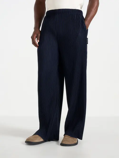 Manière De Voir Pleated Wide Leg Pants - Navy