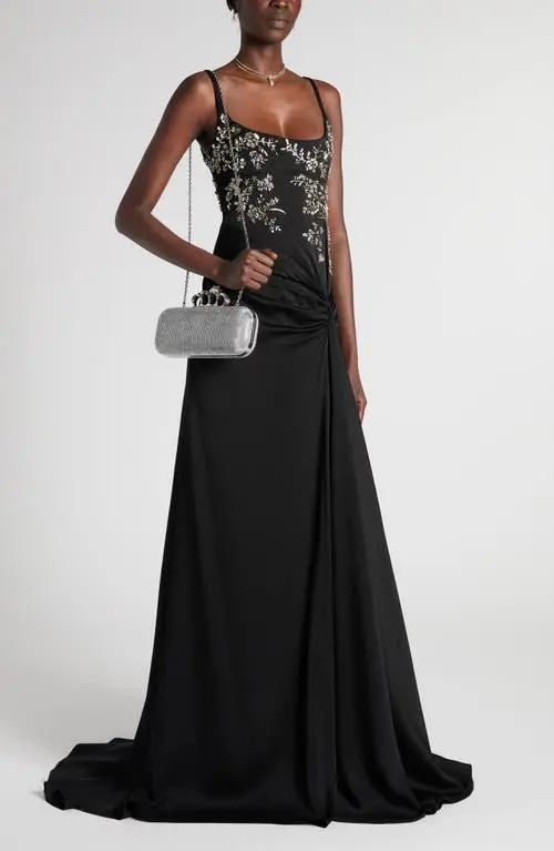 Alexander McQueen Embellished Draped Crepe Gown