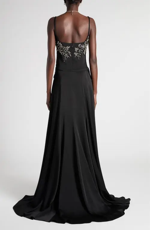 Alexander McQueen Embellished Draped Crepe Gown