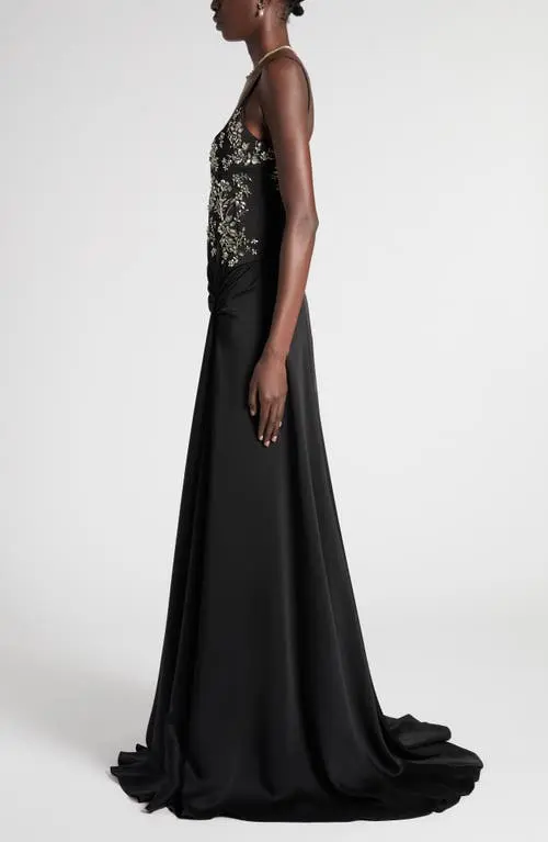 Alexander McQueen Embellished Draped Crepe Gown