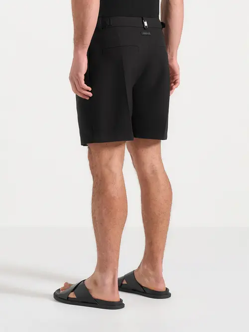 Manière De Voir Tailored Pleated Shorts With Belted Waist - Black