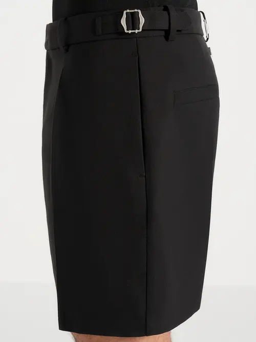 Manière De Voir Tailored Pleated Shorts With Belted Waist - Black