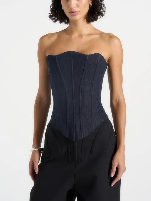 Manière De Voir Scarlett Denim Lace Up Corset