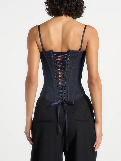 Manière De Voir Scarlett Denim Lace Up Corset