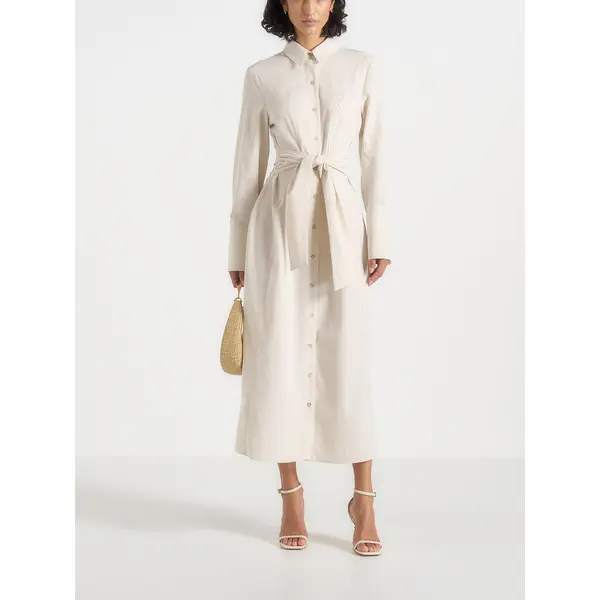Manière De Voir Fern Linen Midi Shirt Dress - Natural