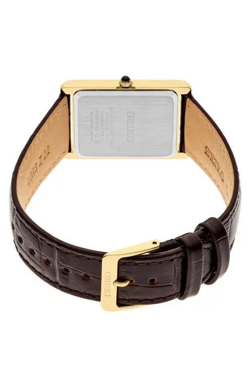 SEIKO WATCHES Essentials Tank Leather Strap Watch