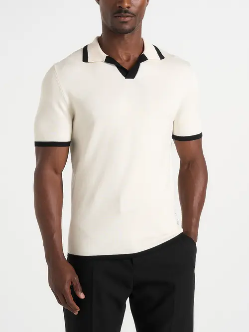 Manière De Voir Lambert Contrast Detail Knit Polo - Cream