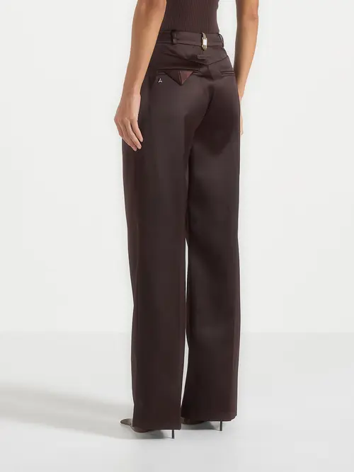 Manière De Voir Julie Satin Wide-leg Tailored Trousers
