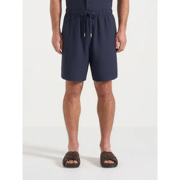 Manière De Voir Maniere De Voir Textured Drawstring Shorts - Navy