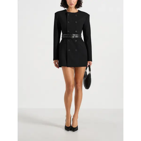 Manière De Voir Sierra Double Breasted Belted Mini Blazer Dress - Black