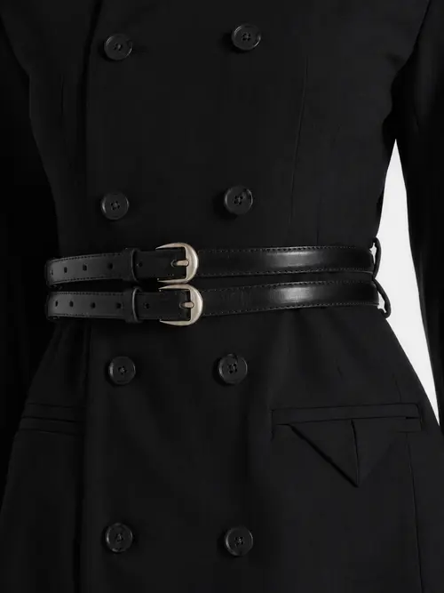 Manière De Voir Sierra Double Breasted Belted Mini Blazer Dress - Black