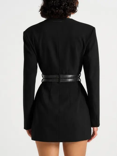 Manière De Voir Sierra Double Breasted Belted Mini Blazer Dress - Black