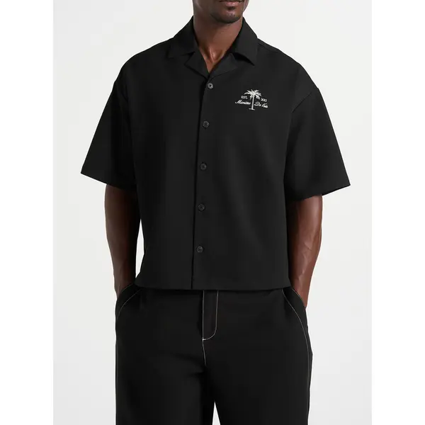 Manière De Voir Boxy Shirt With Embroidered Detail - Black