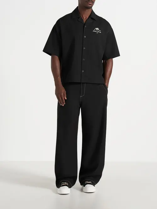 Manière De Voir Boxy Shirt With Embroidered Detail - Black