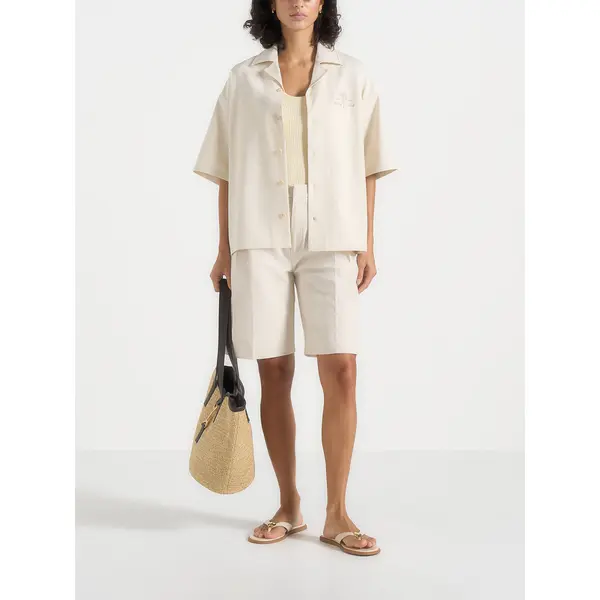 Manière De Voir Boxy Shirt With Embroidered Detail - Cream
