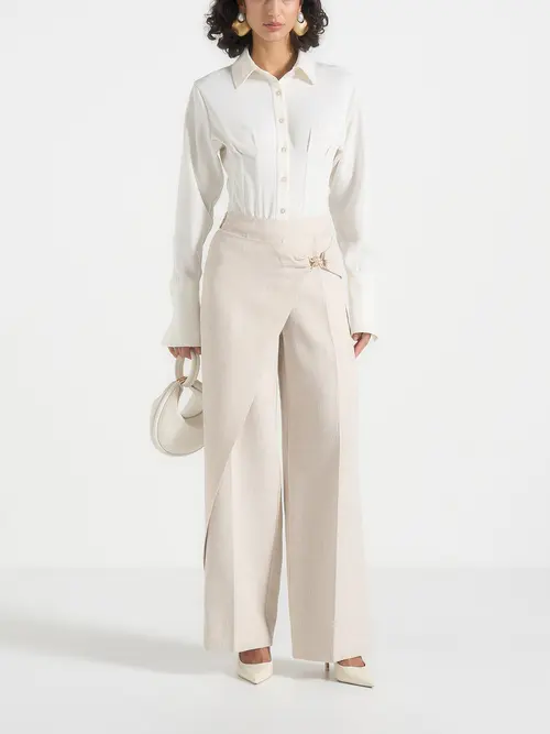 Manière De Voir Beryl Wrap Tailored Trousers With Hardware Detail