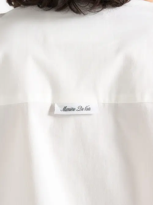 Manière De Voir Oversized Cropped Cotton Shirt With Classic Collar And Button Closure