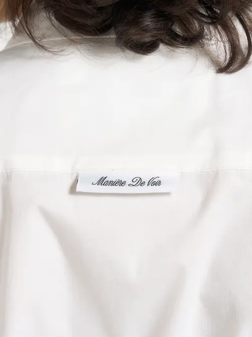 Manière De Voir Malia Wide Shoulder Cropped Shirt - White