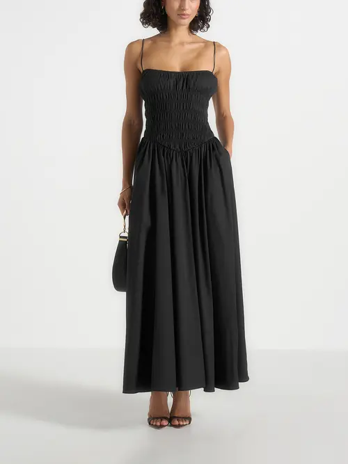 Manière De Voir Elva Cotton Maxi Dress - Black