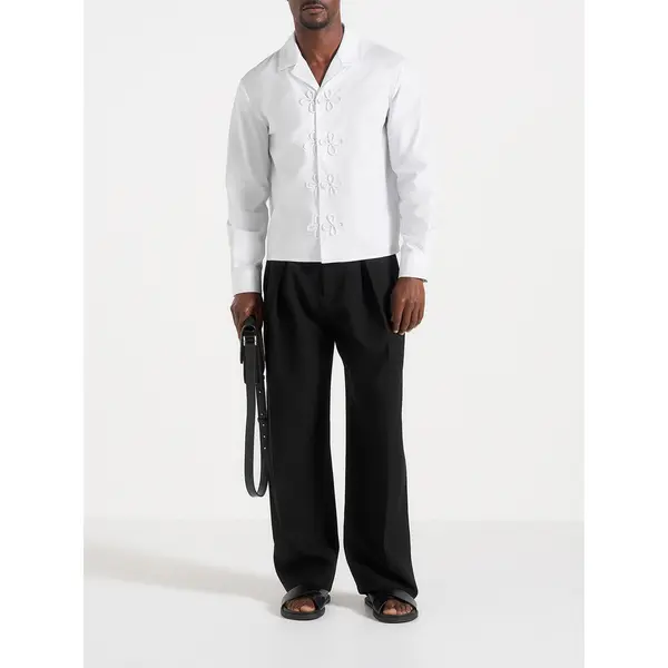 Manière De Voir Valen Embroidered Closure Long Sleeve Shirt