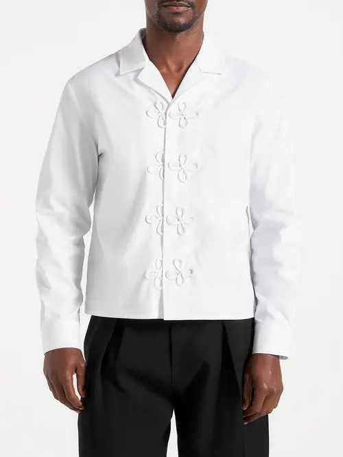 Manière De Voir Valen Embroidered Closure Long Sleeve Shirt
