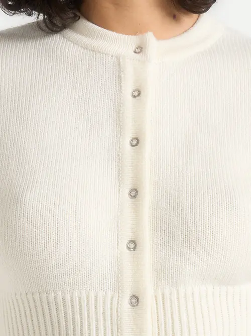Manière De Voir Maniere De Voir Knitted Cinched Waist Cardigan - Cream