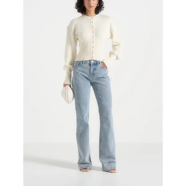 Manière De Voir Maniere De Voir Knitted Cinched Waist Cardigan - Cream